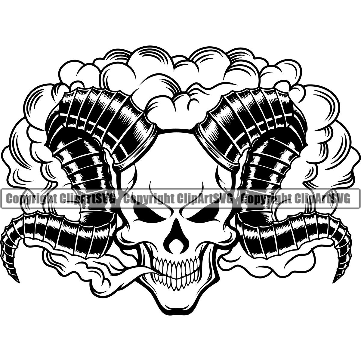 Skull Devil Satan Horn Smoke Smoking Dead Head Evil Kill | Etsy