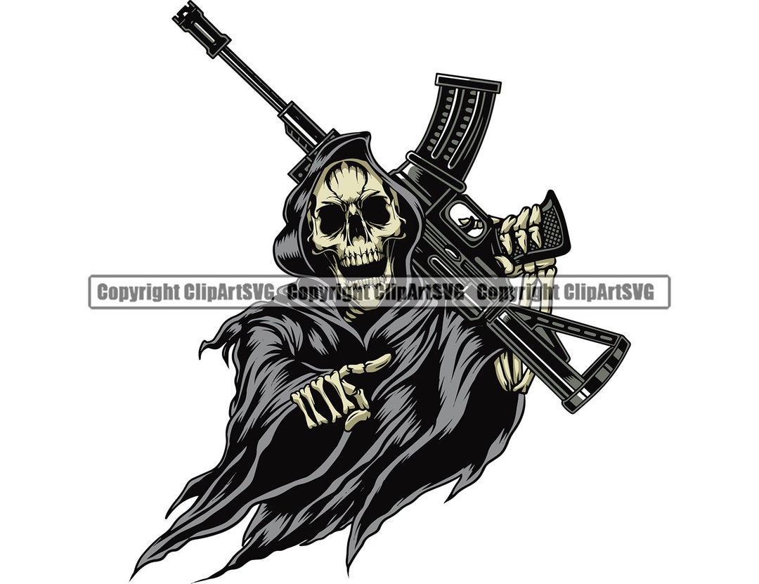 Grim Reaper Skull Machine Gun Sickle Death Evil Kill Killer Grim Ghost ...