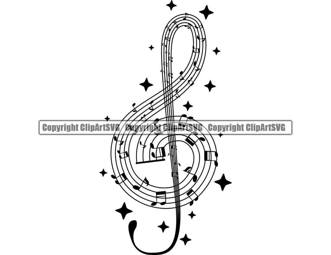 Music Note Symbol Treble Clef Sheet Musical Classical Piano Keys Design ...