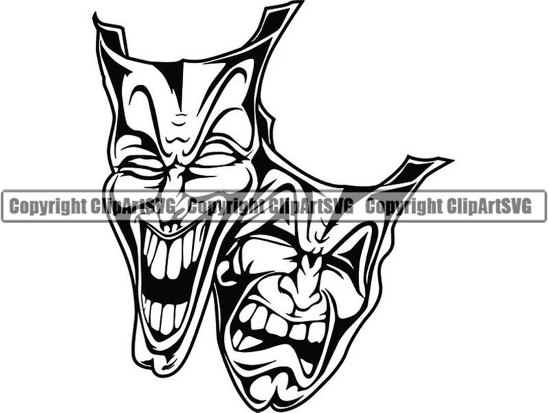 Happy Sad Masks #9 Laugh Now Cry Later Clown Face Gangster Biker Thug ...