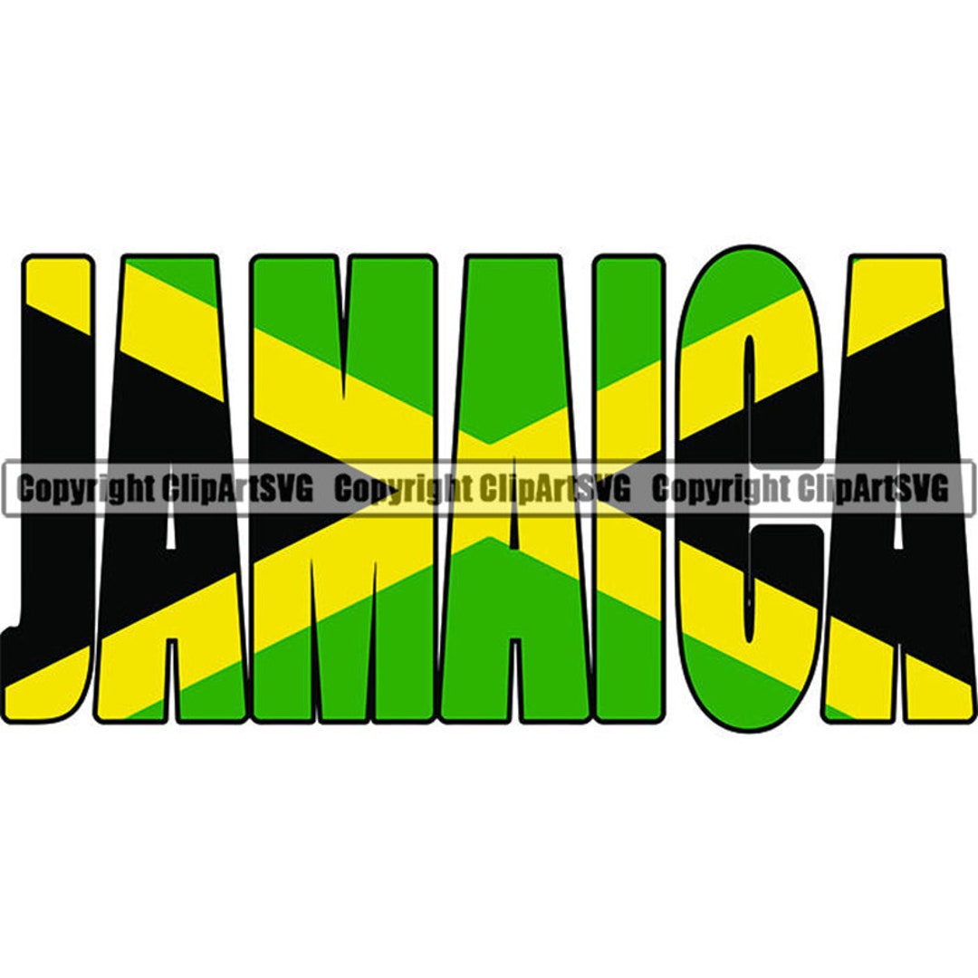 Jamaica Text Flag Jamaican Reggae Rasta Caribbean Country World ...