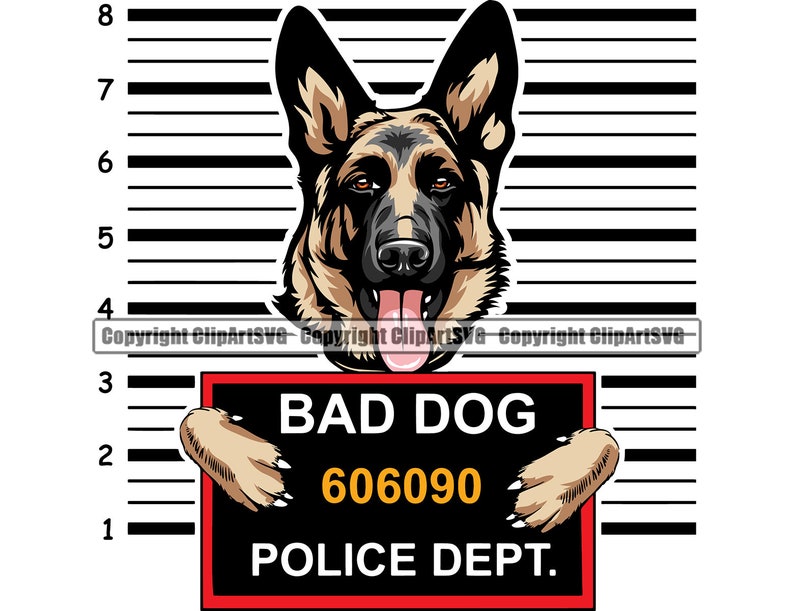 German Shepherd Bad Dog Mugshot Lineup Jail Happy Paw Puppy | Etsy