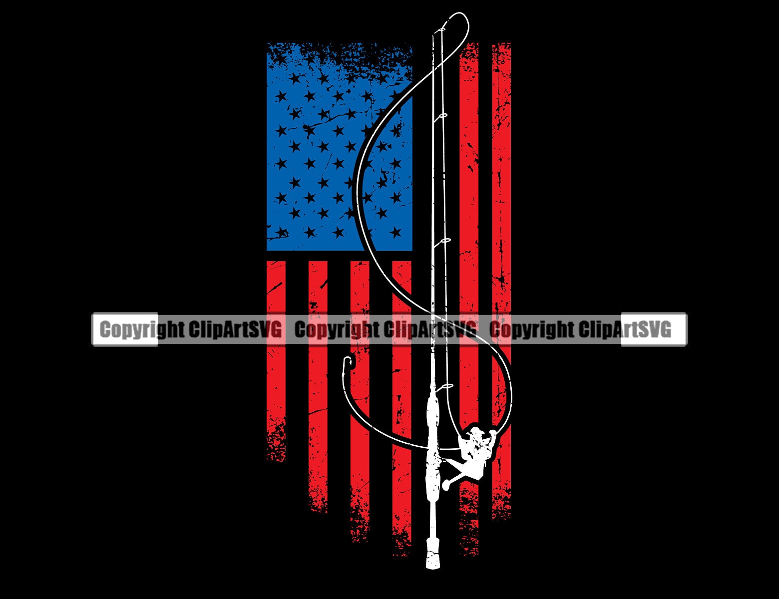 Fishing Pole USA Flag Bait Pond Tour Trip Lake Fish Fresh Salt | Etsy