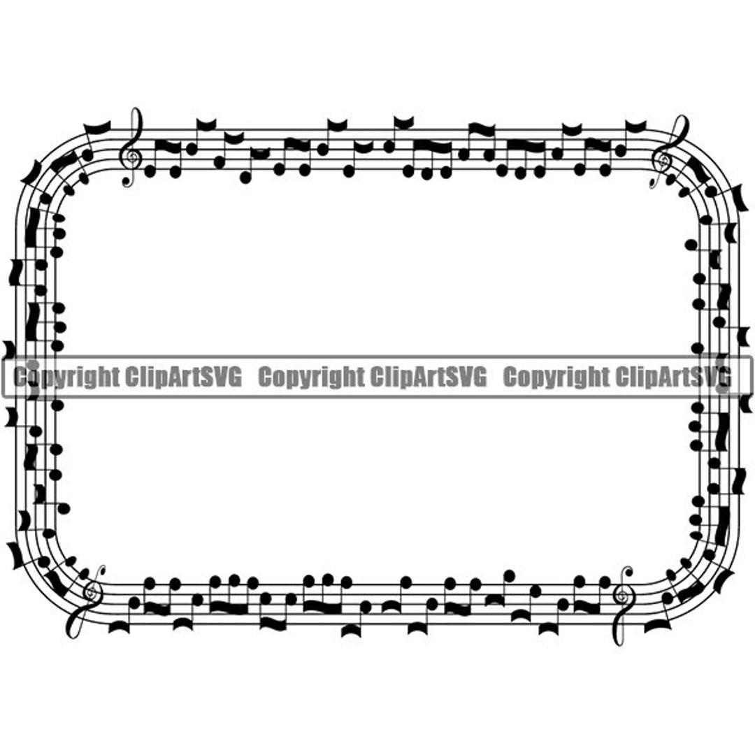 Music Note Rectangle Frame Border Symbol Treble Clef Sheet Musical ...