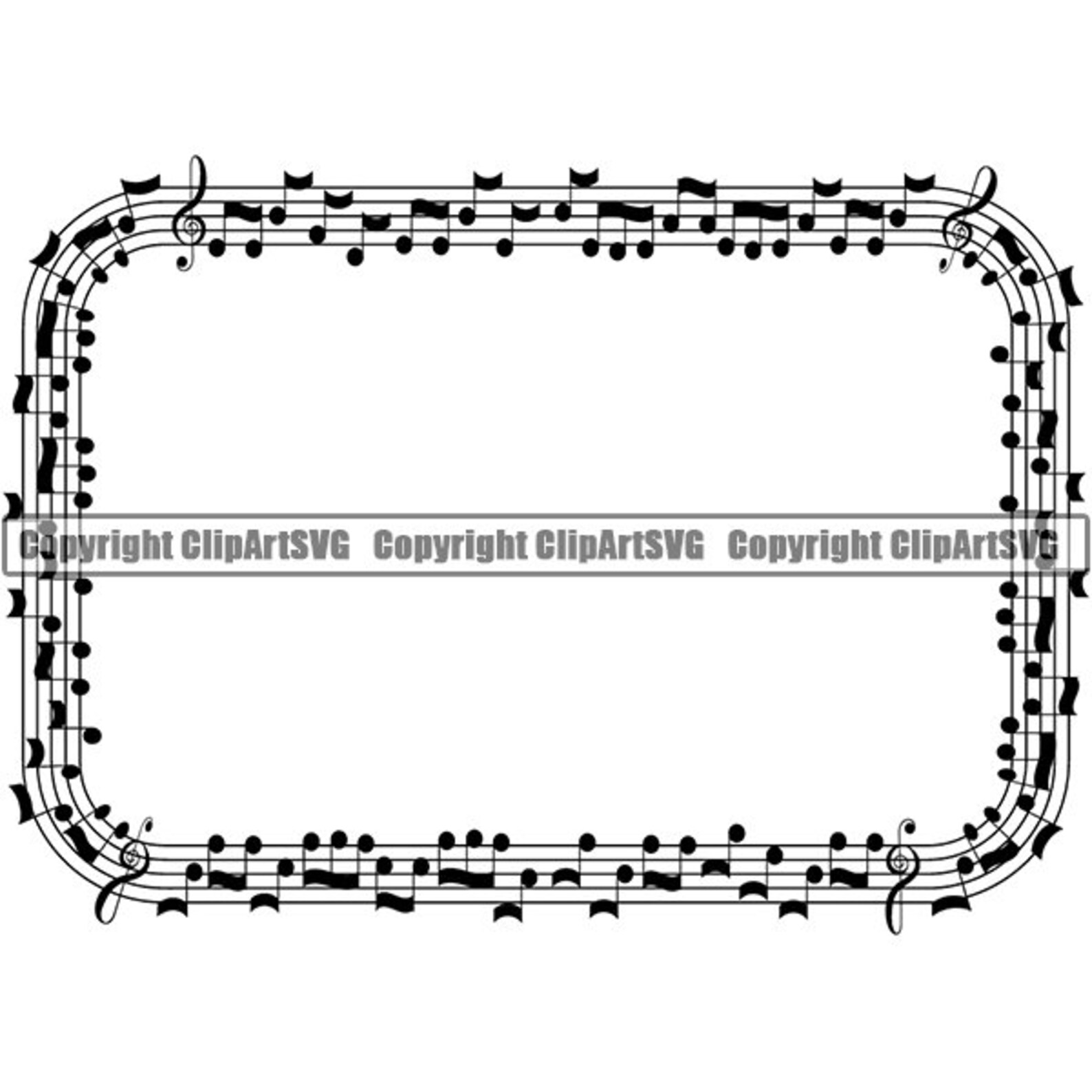 Music Note Rectangle Frame Border Symbol Treble Clef Sheet Musical ...