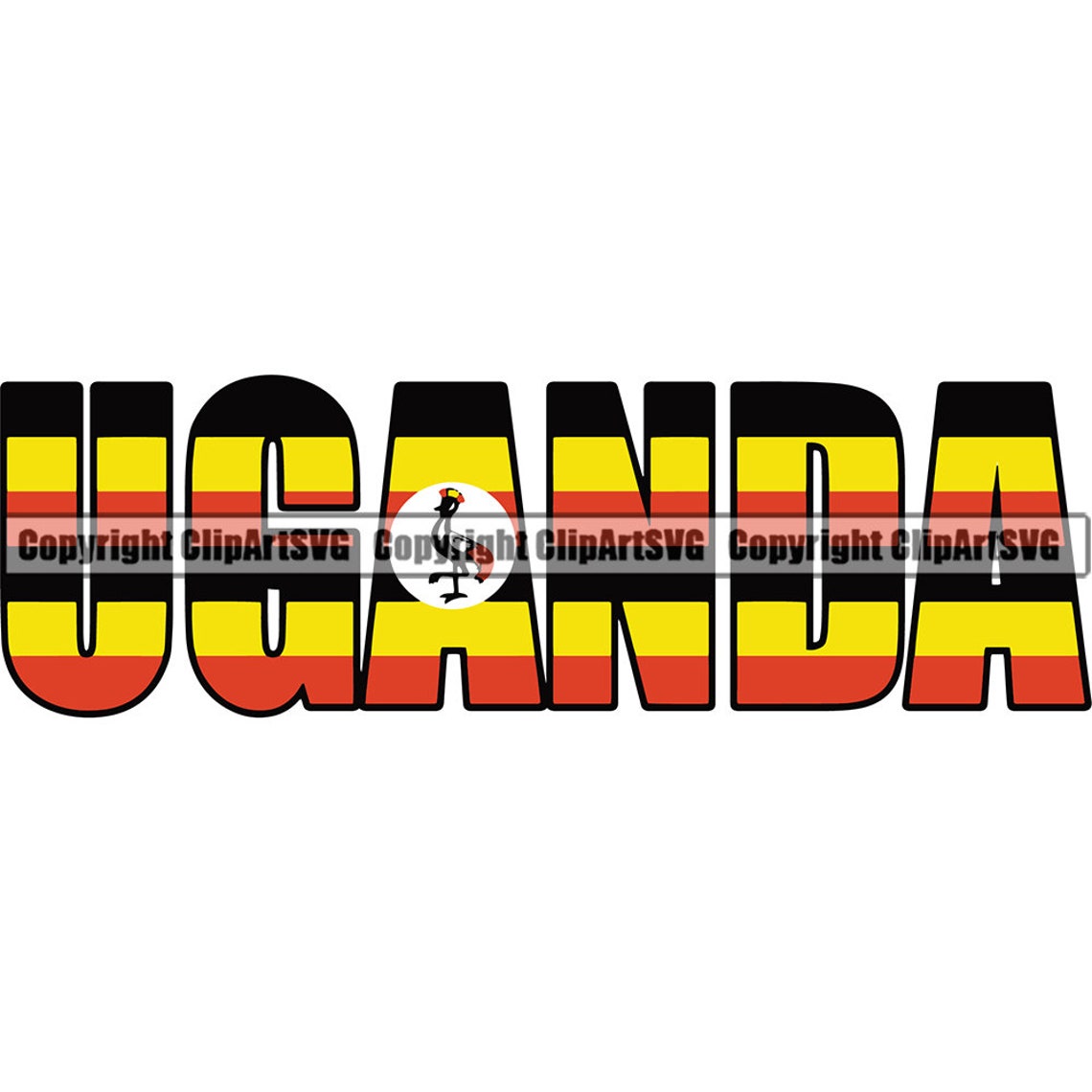 Uganda Ugandan Text Word Letter Typography Flag Country World - Etsy