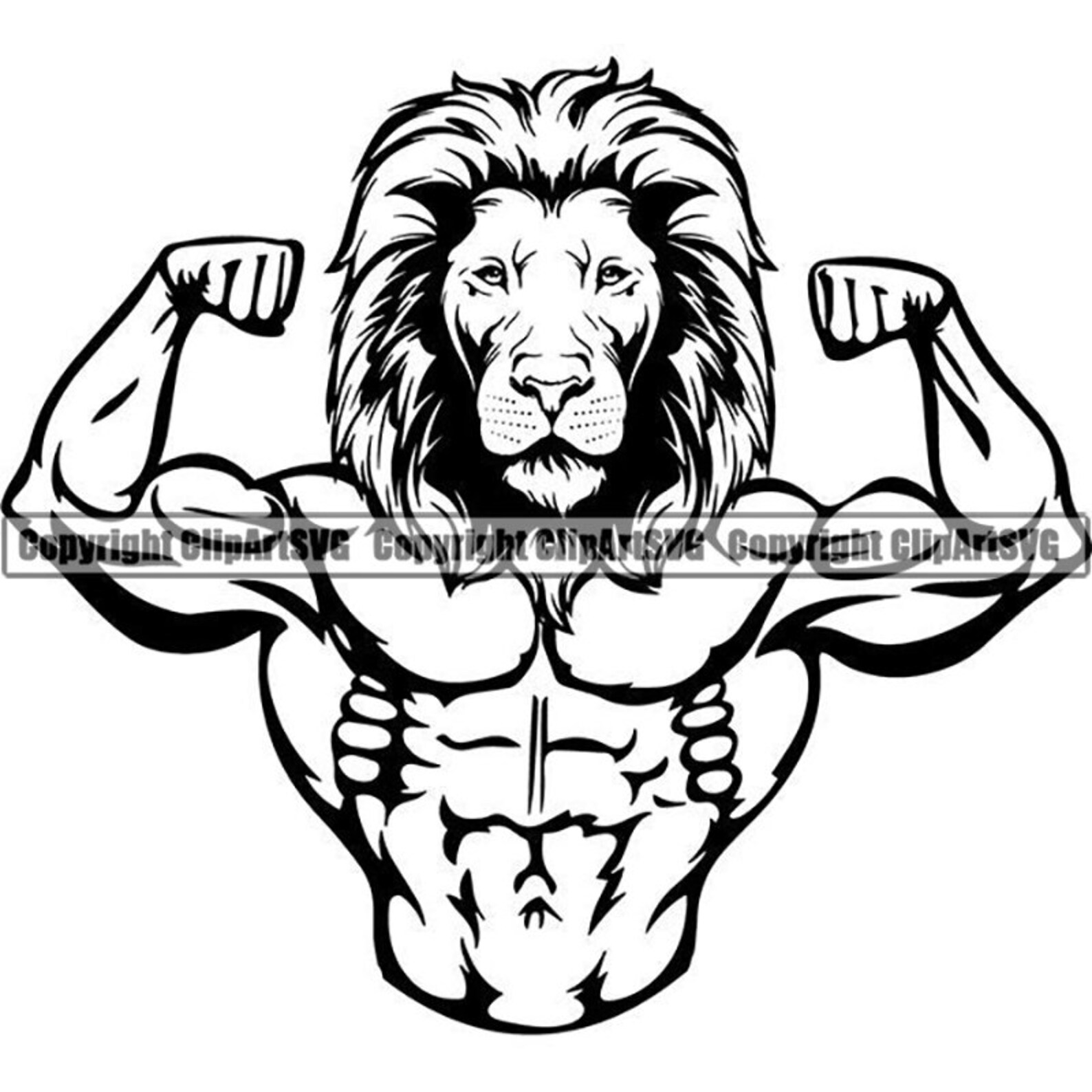 Bodybuilding Lion #2 Bodybuilder Muscle Weightlifting Fitness Workout ...