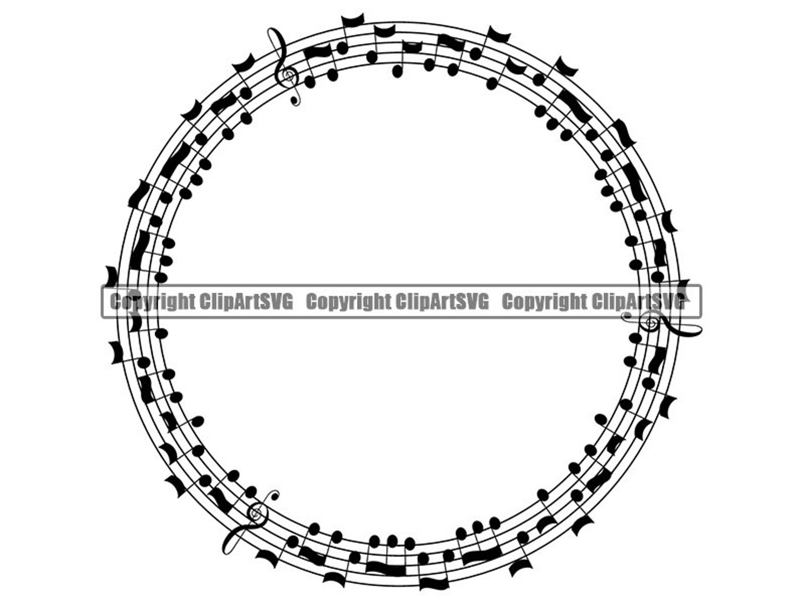 Music Note Circle Round Frame Border Symbol Treble Clef Sheet | Etsy