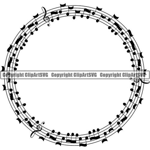 Music Note Circle Round Frame Border Symbol Treble Clef Sheet - Etsy