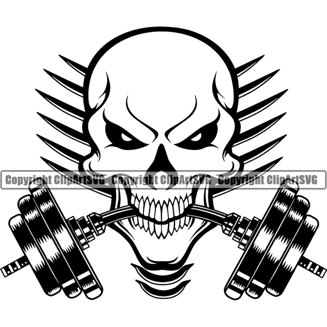 Skull Skeleton Barbell Fitness Bodybuilding Bar Weightlifting Workout ...