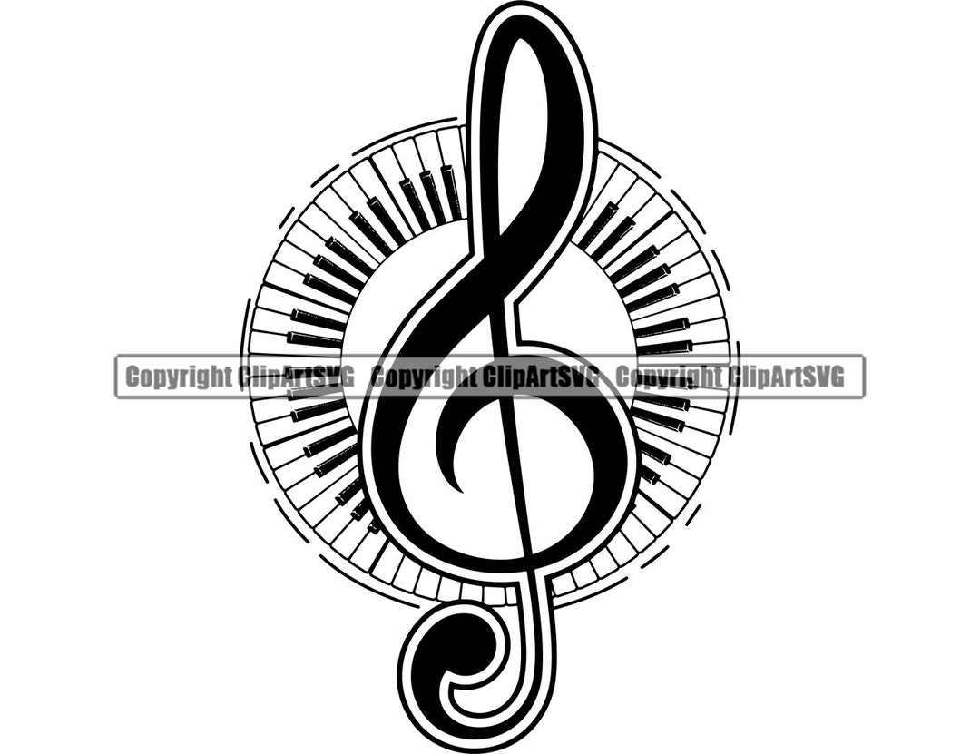 Music Note Symbol Treble Clef Sheet Musical Classical Piano Keys Design ...