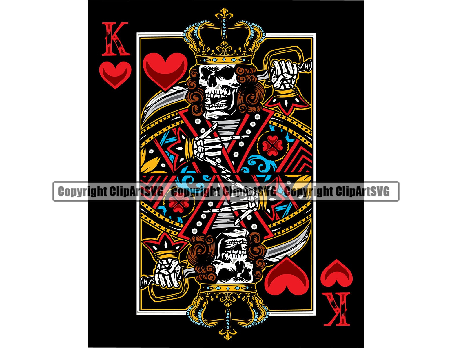 King Hearts Skull Skeleton Poker Playing Card Gambling Gamble - Etsy
