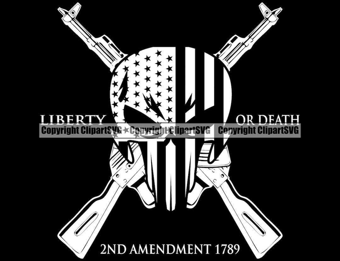 Skull Gun Flag 2nd Amendment USA United States America Pistol Rifle ...