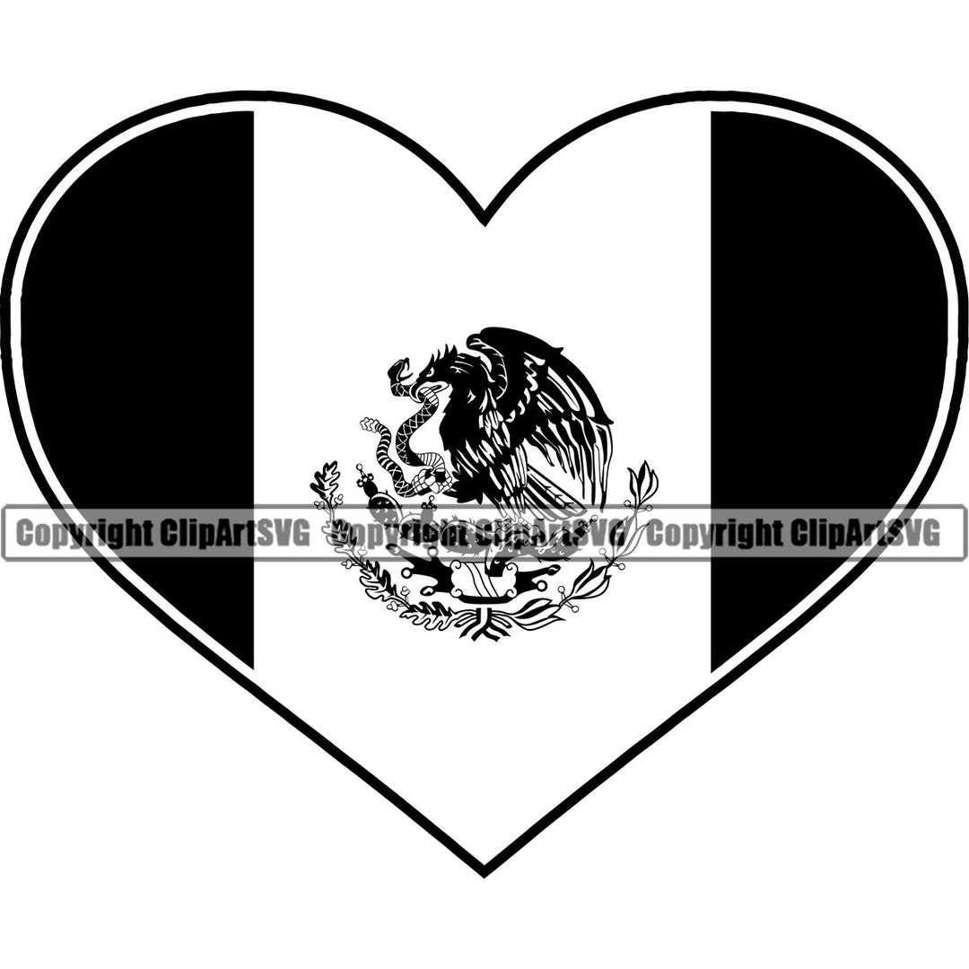 Mexico Mexican Heart Love Flag Country World Nation Sign Silhouette Art ...