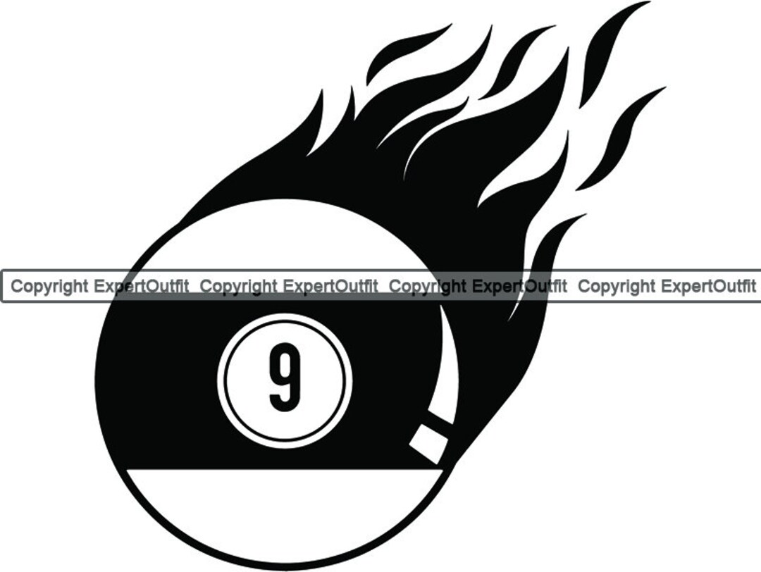 Billiards 9-ball Motion Hot Fire Flames Player Pool Hall Shark ...