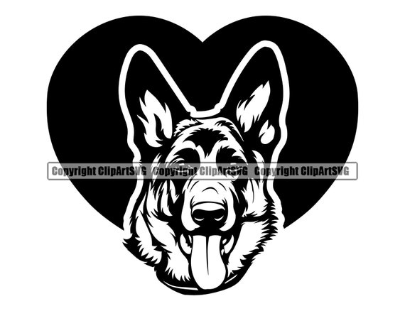 German Shepherd Heart Love Dog Breed Smiling Happy Paw Puppy - Etsy