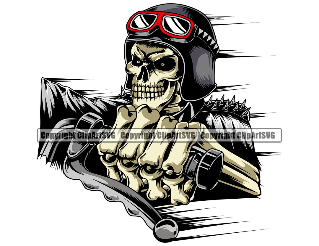 Skull Skeleton Motorcycle Rider Custom Motor Car Repair Shop Biker ...