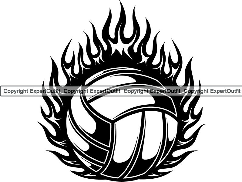Volleyball On Fire Drawing