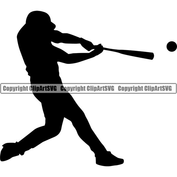Baseball Player Hitting Ball Svg - Etsy
