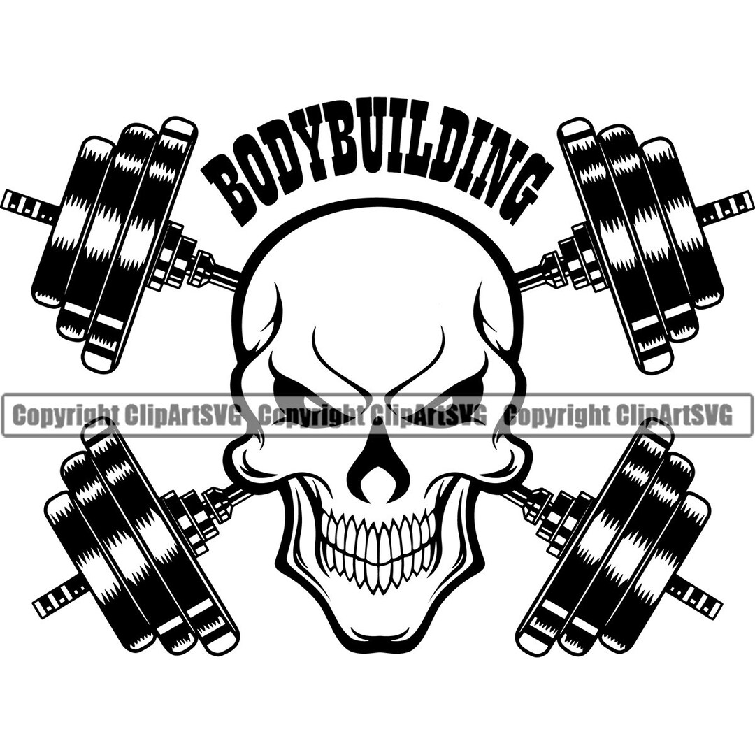 Skull Skeleton Barbell Fitness Bodybuilding Bar Weightlifting Workout ...