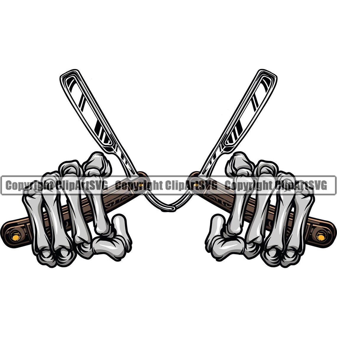 Skull Skeleton Hand Hold Holding Razor Blade Barber Shop | Etsy