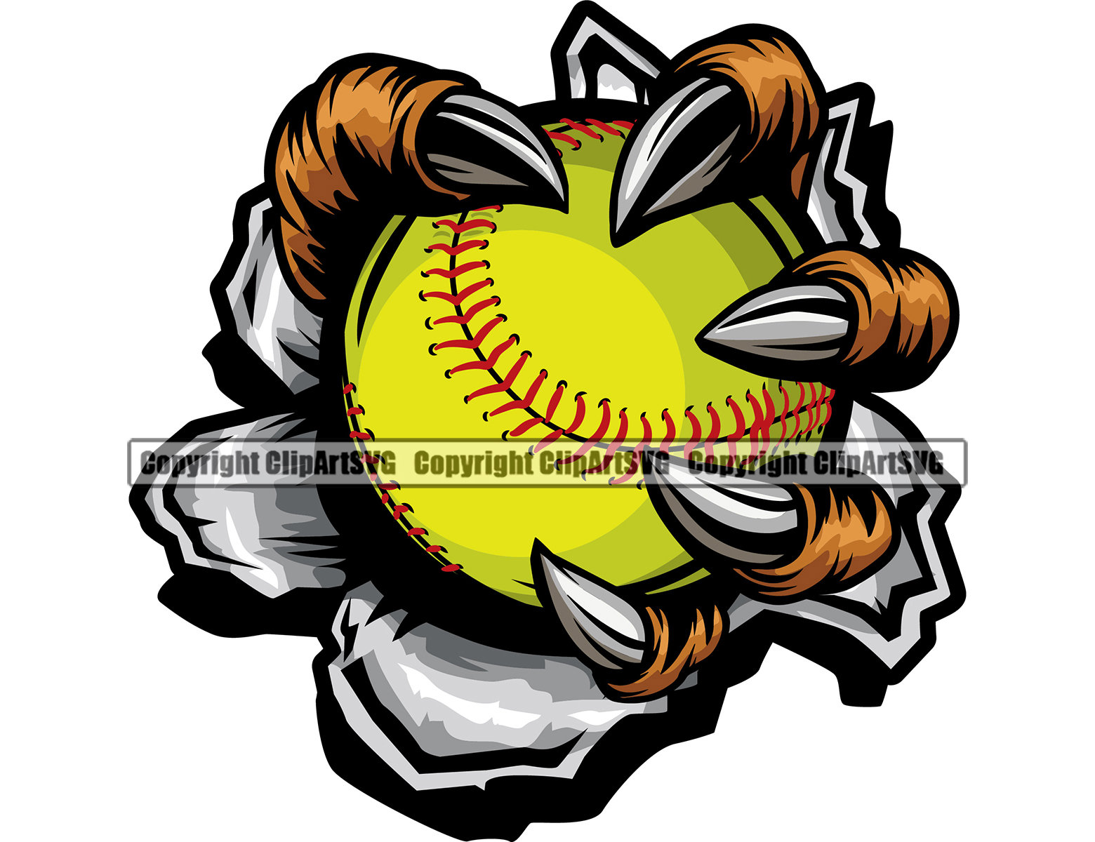 Softball Ball Animal Claw Mascot Silhouette Bat School Team Game Sport ...