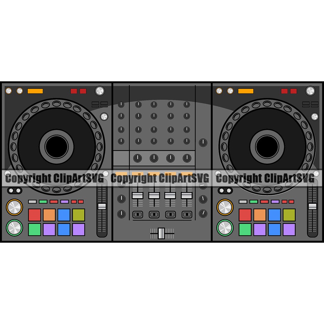 DJ Disc Jockey Setup Modern CD Compact Disc Turntable Audio Music Mixer ...