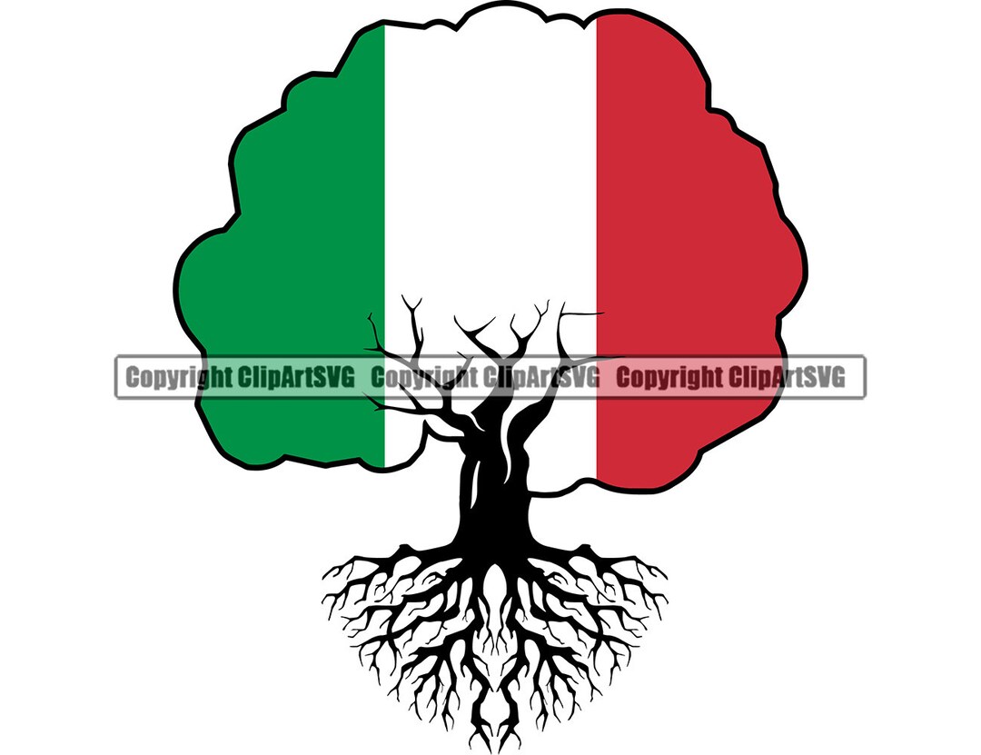 Italy Italian Tree Roots Family Home Flag Country World Nation Map Sign ...