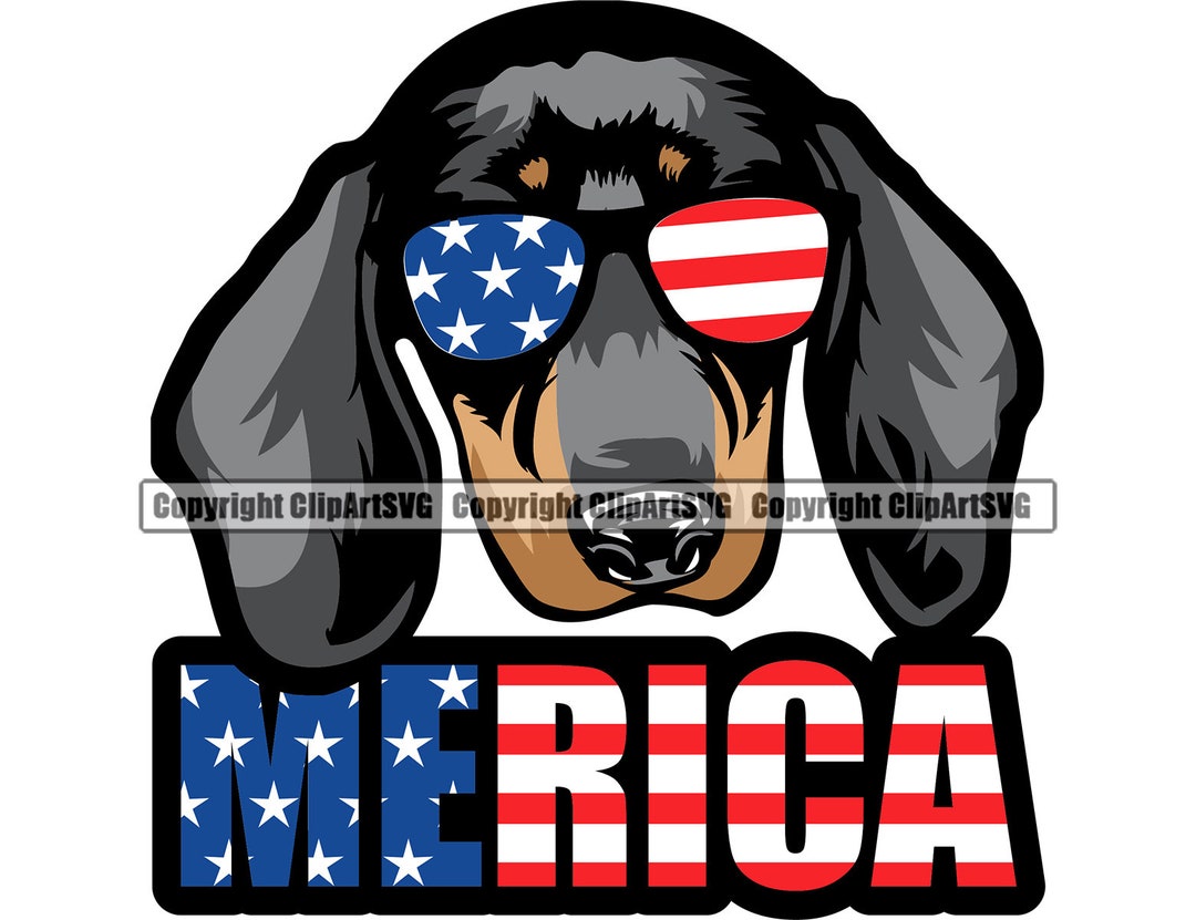 Dachshund Dog USA Flag Sunglasses Merica America American Breed Puppy ...
