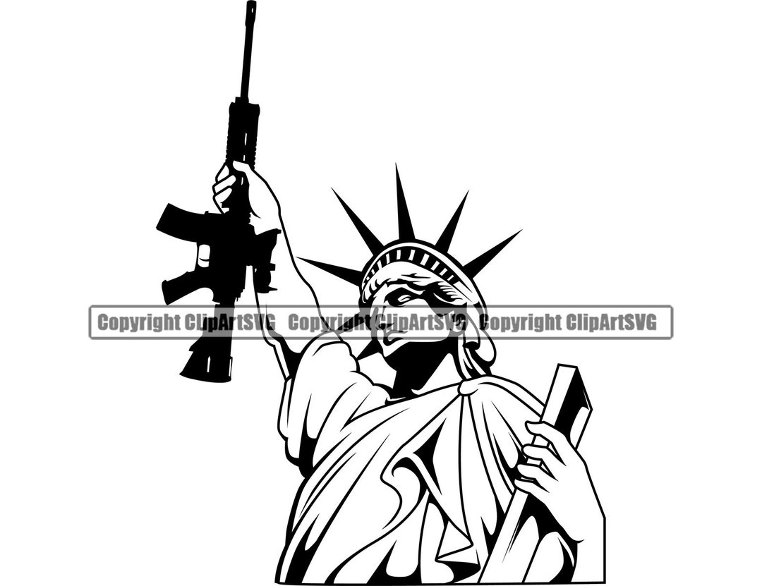 Statue of Liberty Gun Flag USA America Patriot Freedom Machine Rifle ...