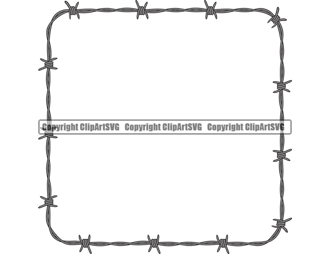Barbed Wire Square Frame Silver Razor Fence Fencing Barb Bob Forbidden ...
