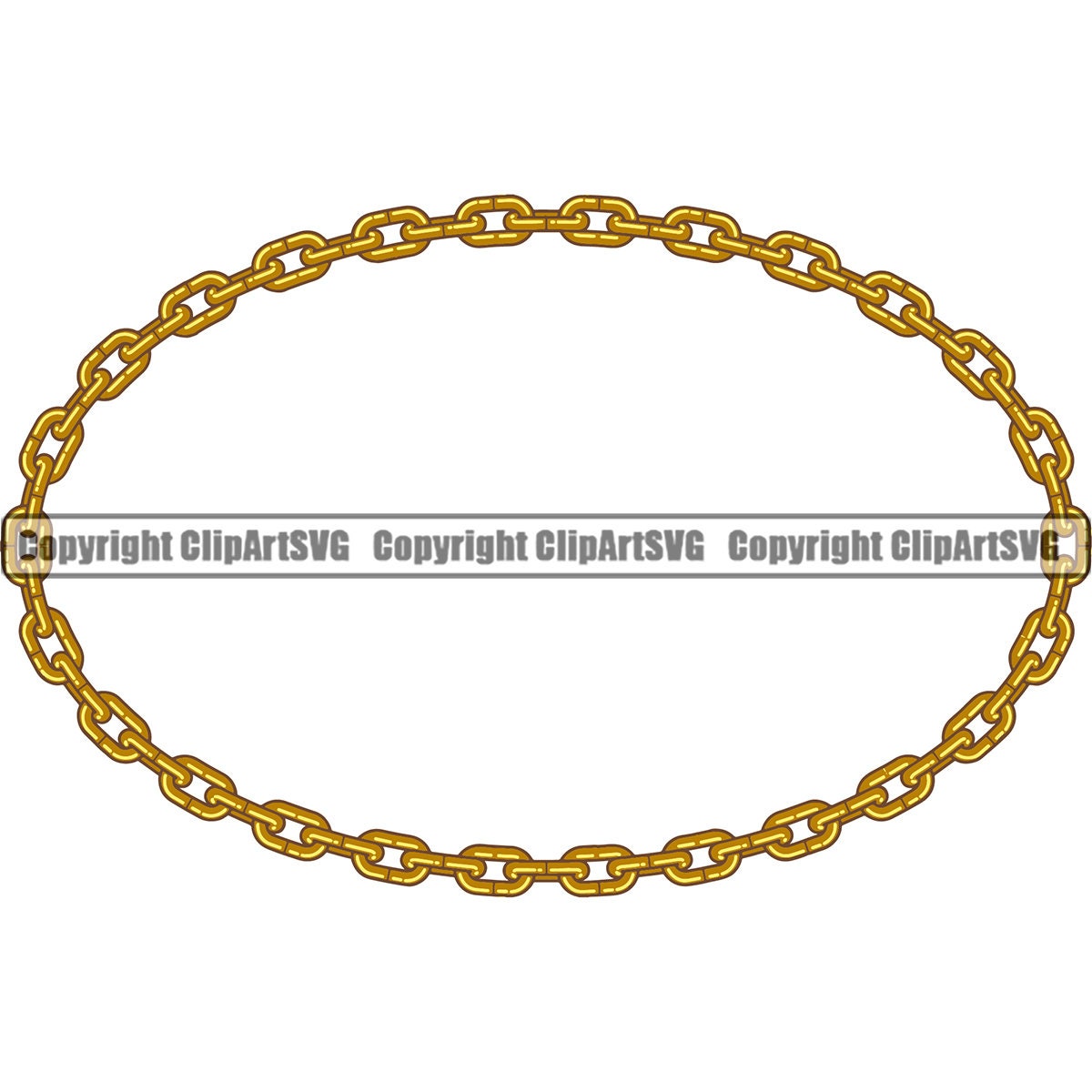 Chain Link Wavy Gold Oval Frame Endless Metal Rope Stainless | Etsy