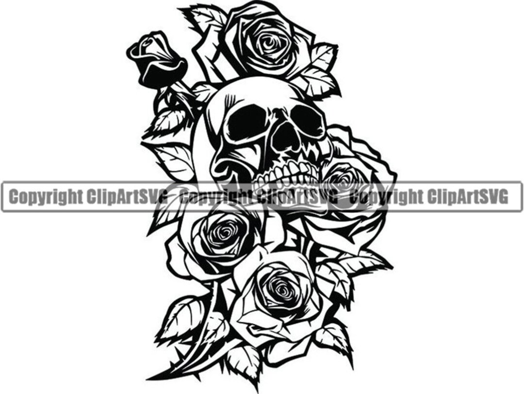 Skull #25 Roses Death Evil Kill Killer Tattoo Human Bodypart Skeleton ...