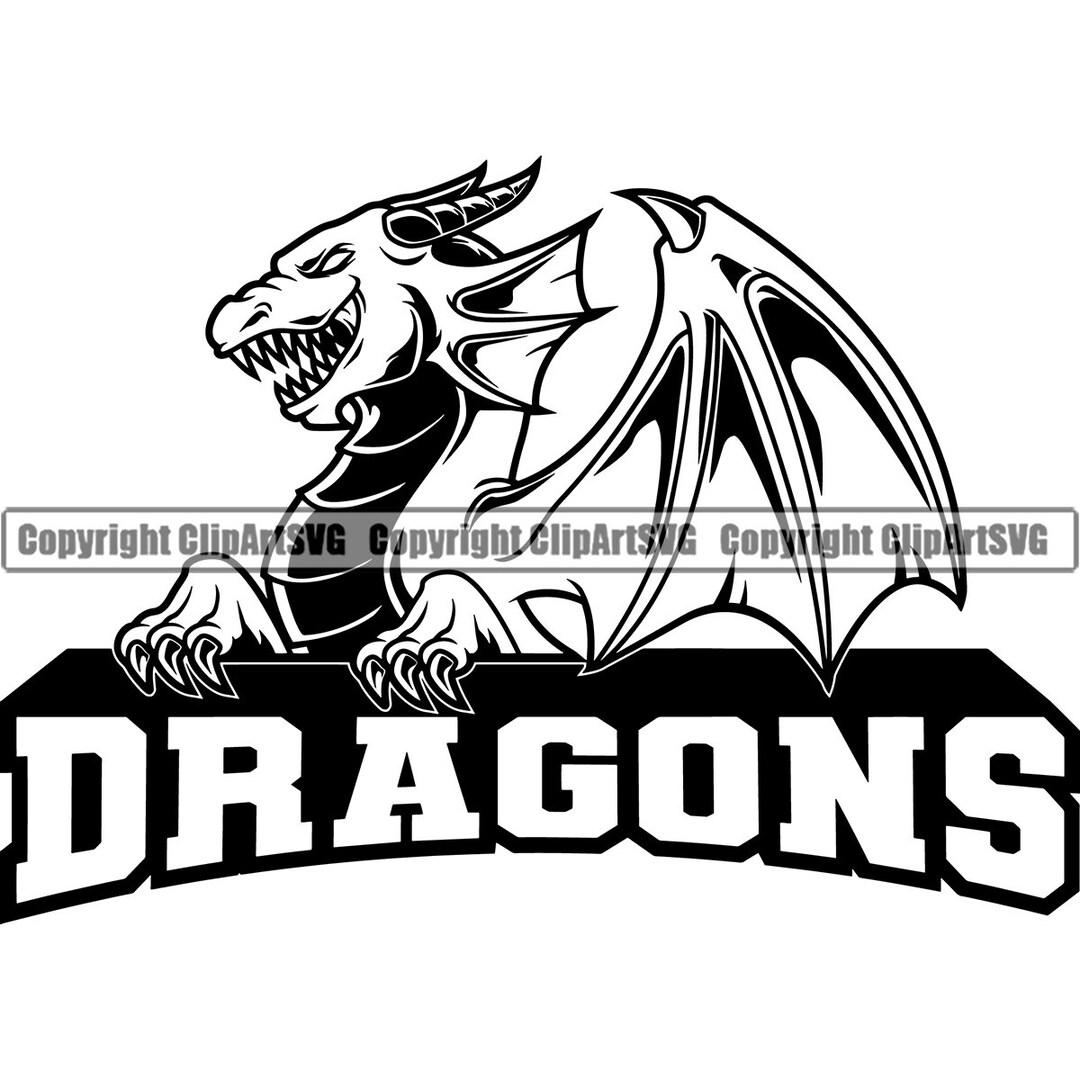 Dragon Mythological Creature Mascot School Team Head Face Sport Esport ...