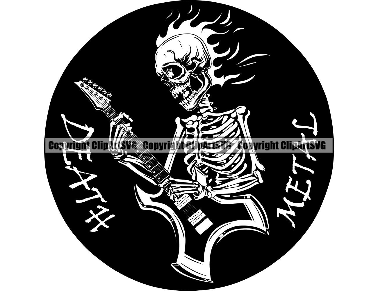 Skull Skeleton Playing Guitar Rock N Roll Heavy Death Metal Music Star ...