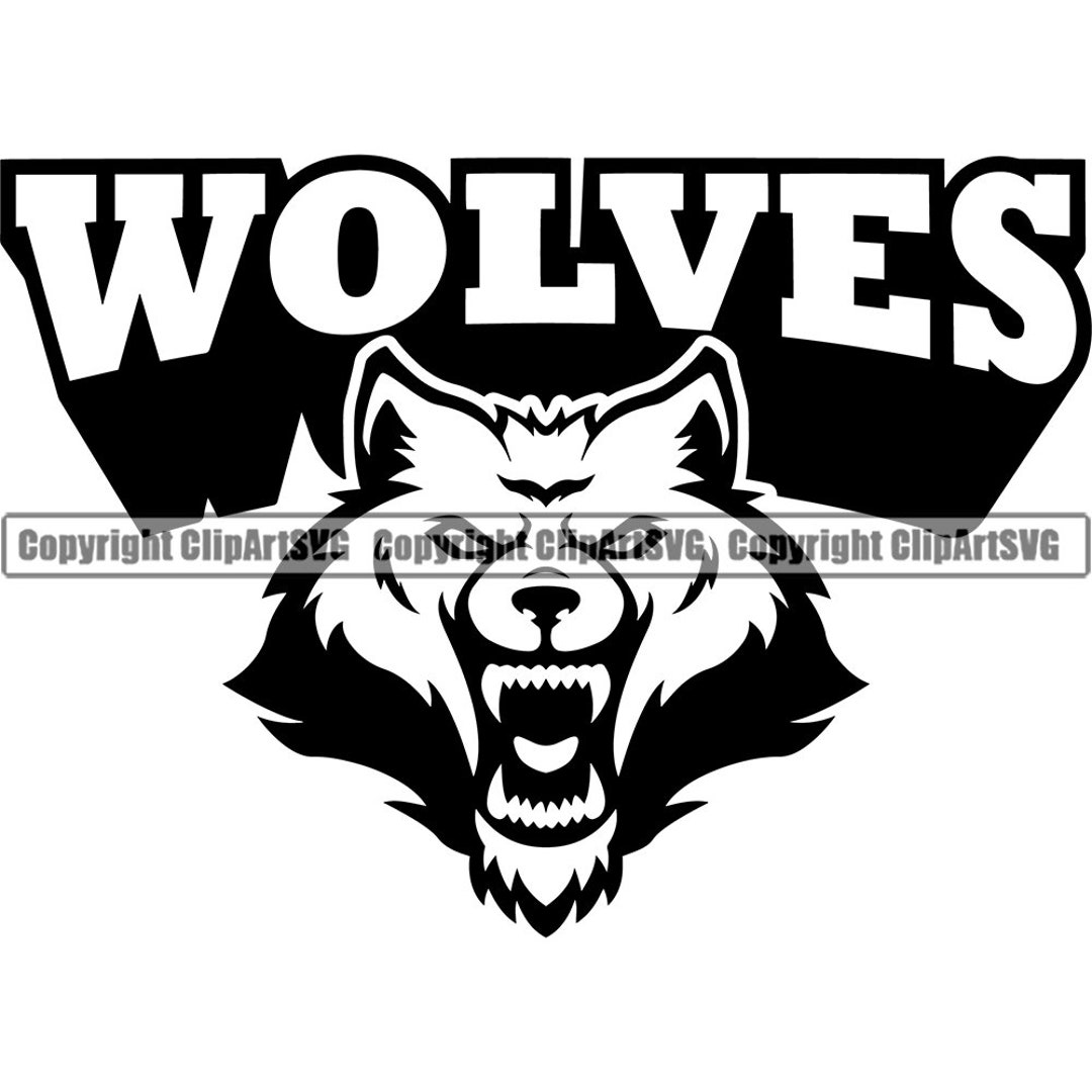 Wolf Wolves Mascot School Team Head Face Sport Esport Game Emblem Sign ...