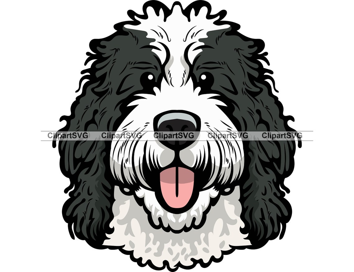 Sheepadoodle Smiling Dog Cute Puppy Head Canine Pet Old - Etsy
