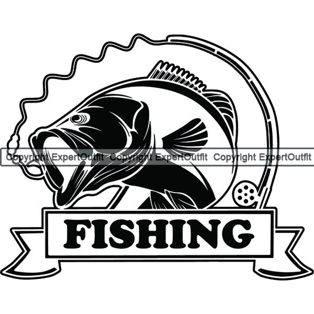 Fishing Logo Boat Angling Fish Lure Hook Fresh Water Ocean Sea Hunting ...