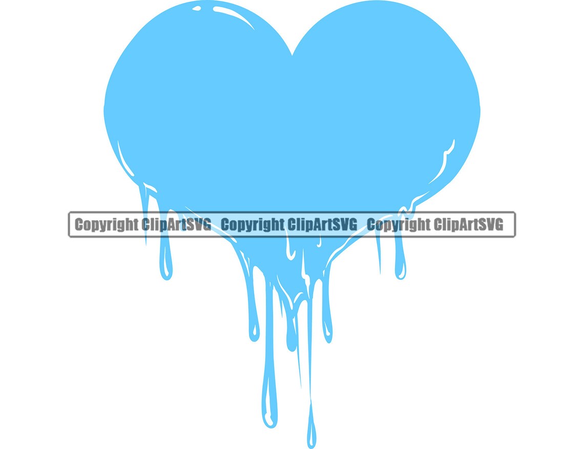 Water Wet Heart Love Drip Dripping Splatter Blue Pure Aqua - Etsy