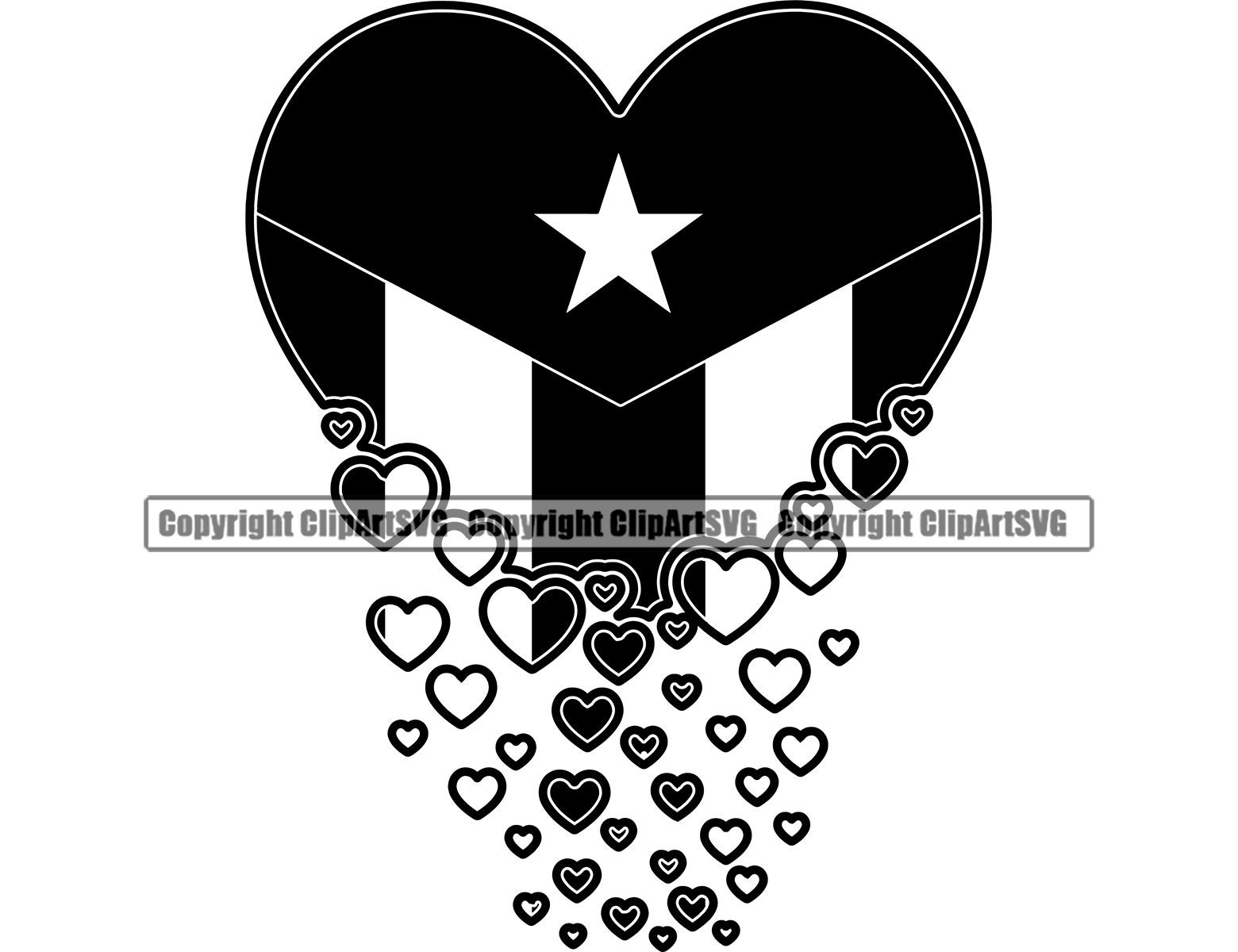 Papercraft Puerto Rico Rican Heart Love Flag Unity Banner Country World ...