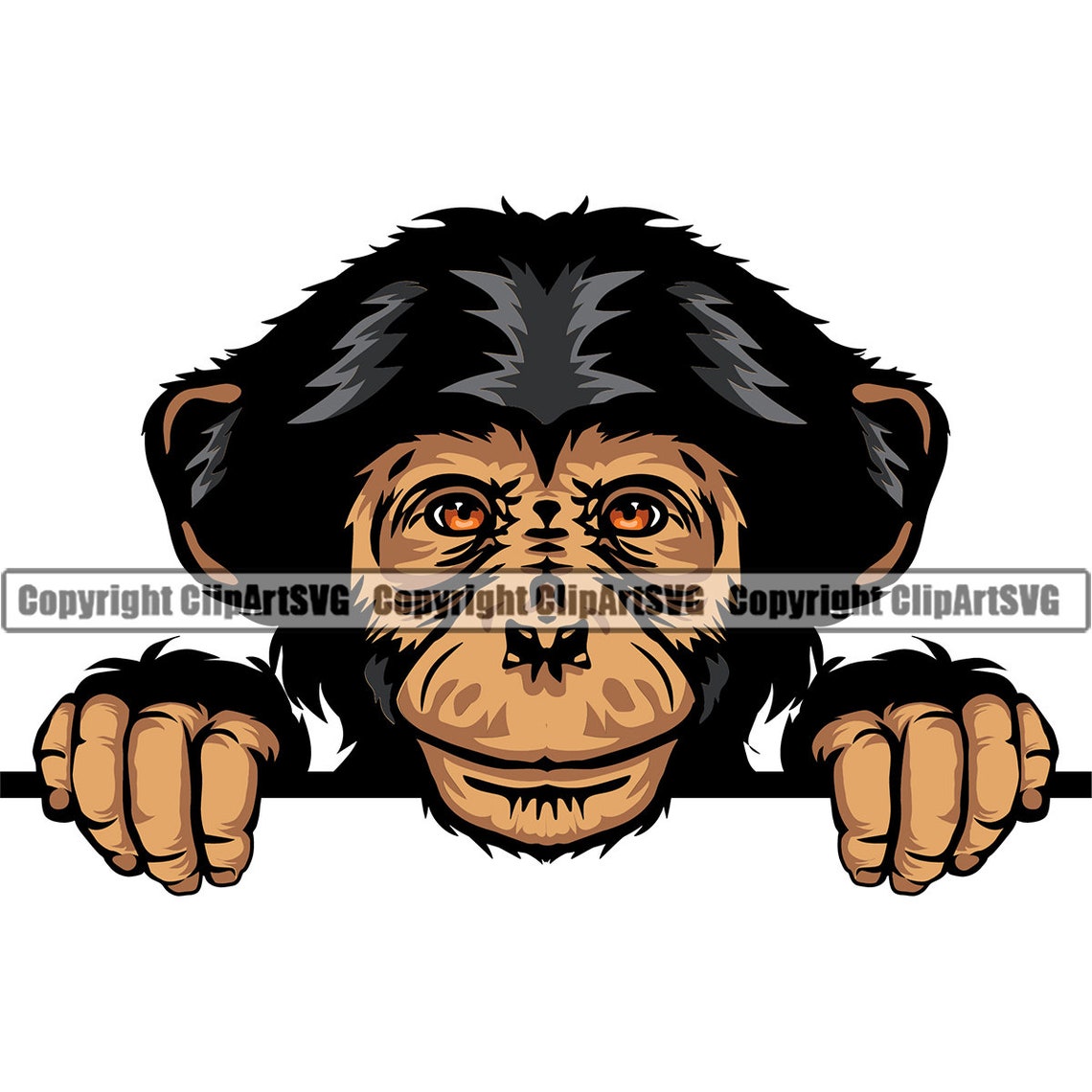 Chimpanzee Monkey Peeking Gorilla Peek-a-boo Ape Mascot Head - Etsy