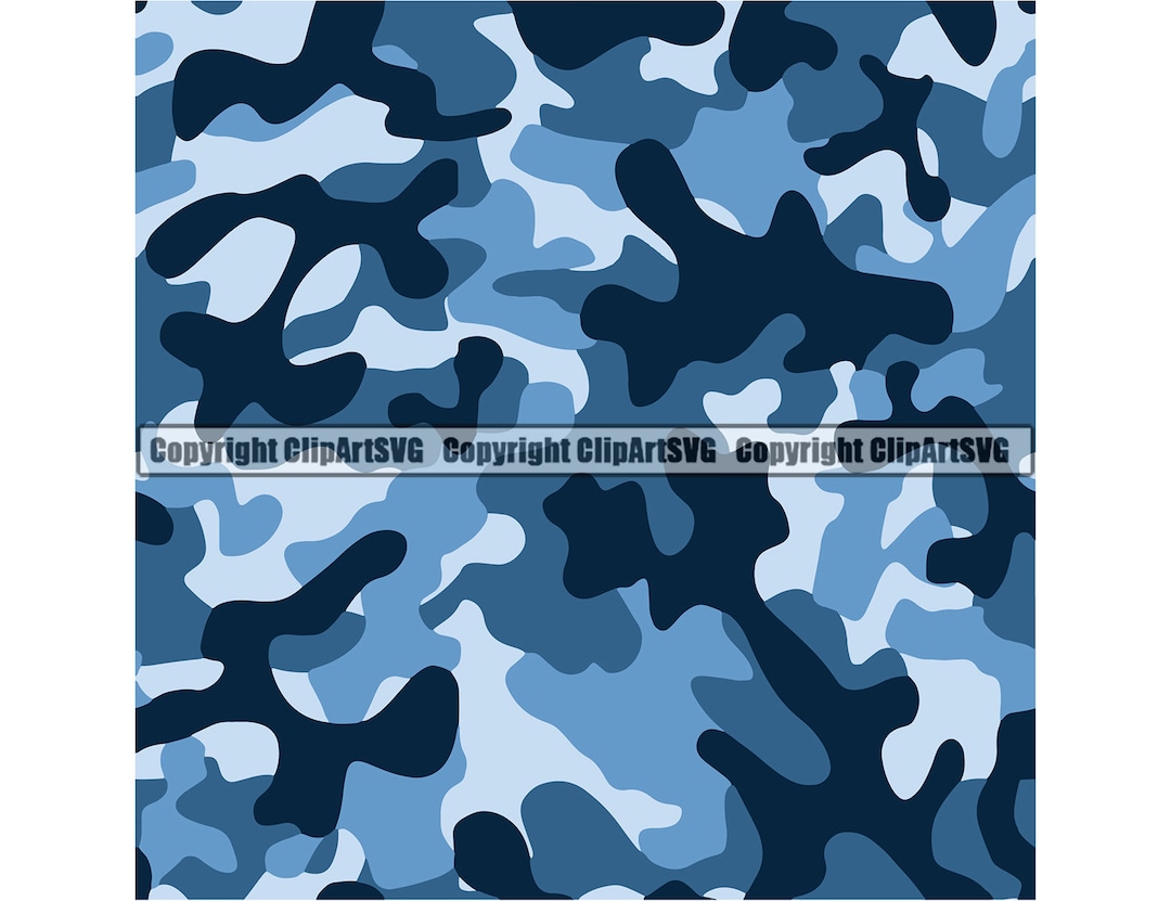 Blue Camo Camouflage Seamless Pattern War Print Military Hunt Wrap ...