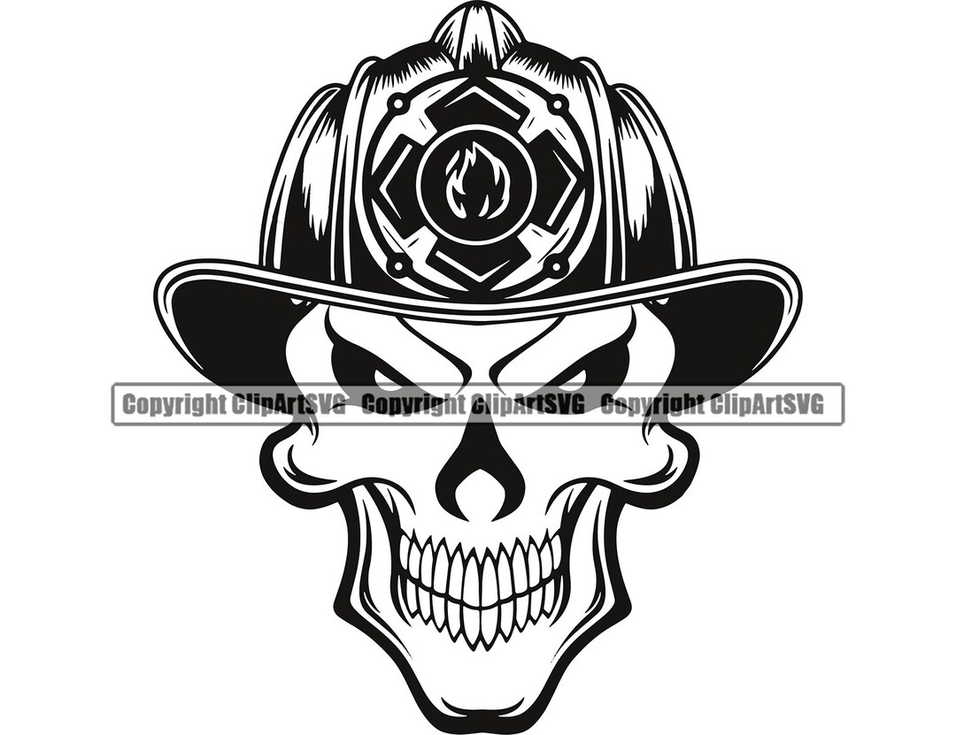 Firefighter Skull Fireman Firefighting Skeleton Axe Hero Helmet ...