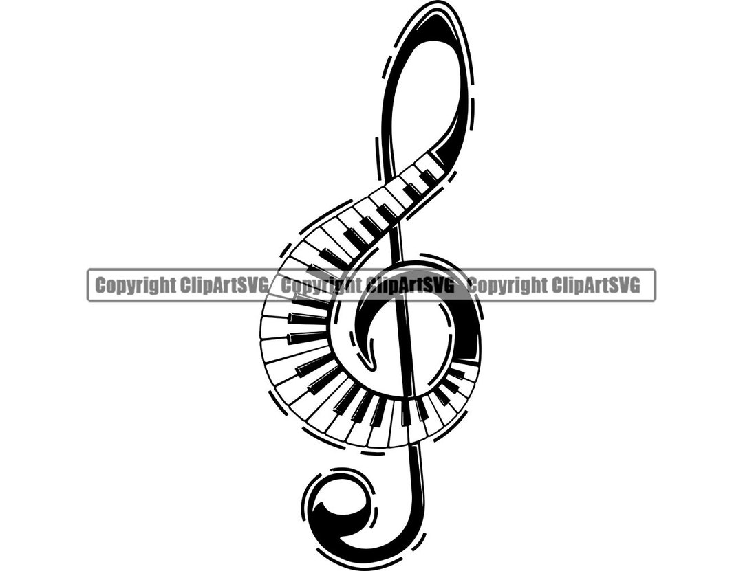 Music Note Symbol Treble Clef Sheet Musical Classical Piano Keys Design ...