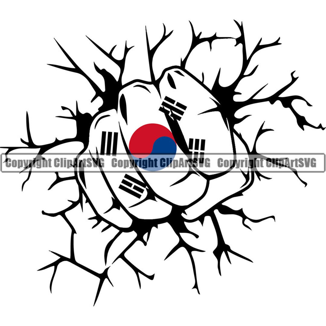 South Korea Korean Fist Punch Hit Break Wall Flag Country World Nation ...