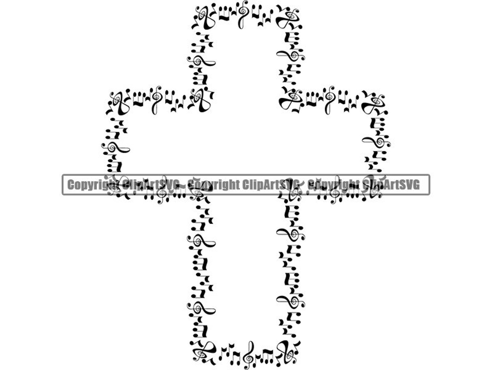 Music Note Cross Frame Border Symbol Treble Clef Sheet Musical ...