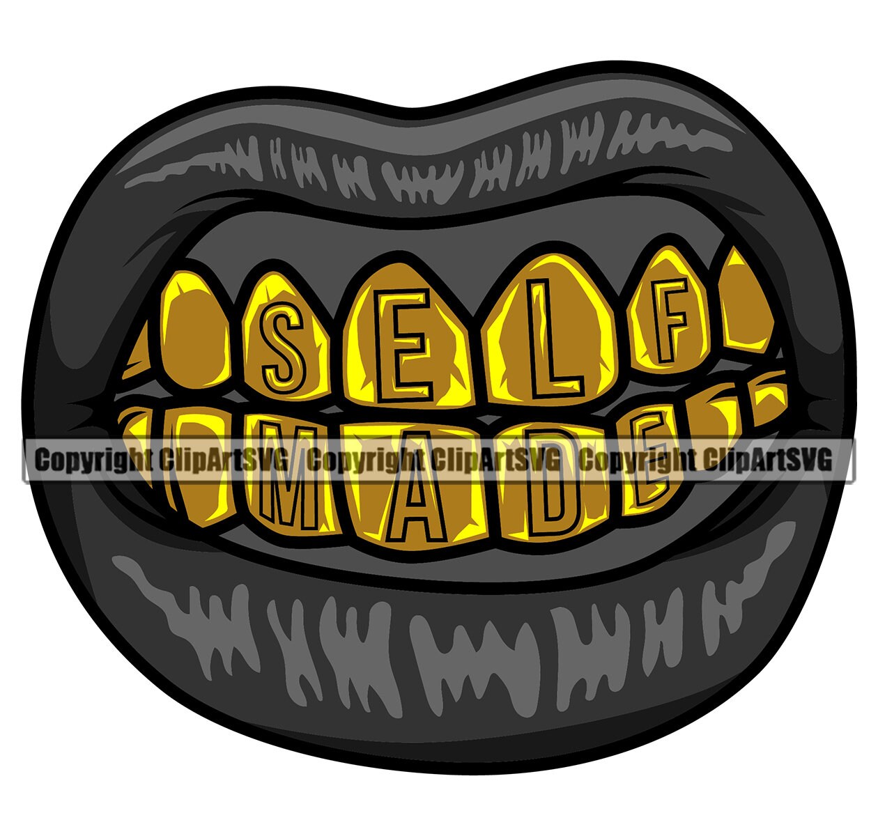 Lips Gold Teeth Self Made Mean Mug Mouth Evil Grin Grill | Etsy
