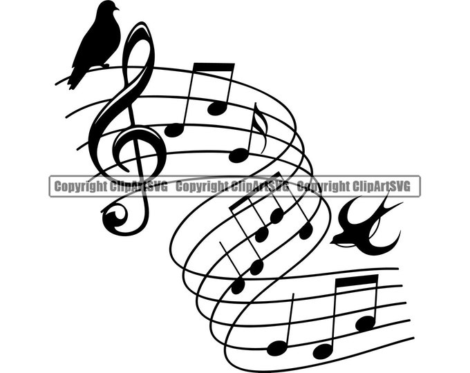 Music Note Song Bird Symbol Treble Clef Sheet Musical - Etsy