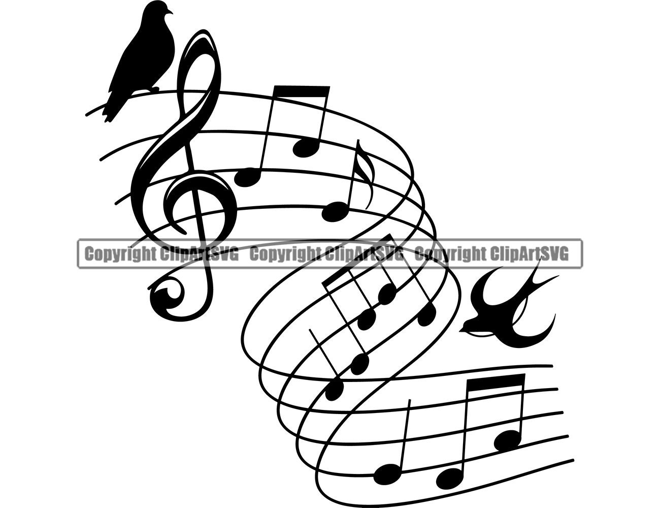 Music Note Song Bird Symbol Treble Clef Sheet Musical - Etsy