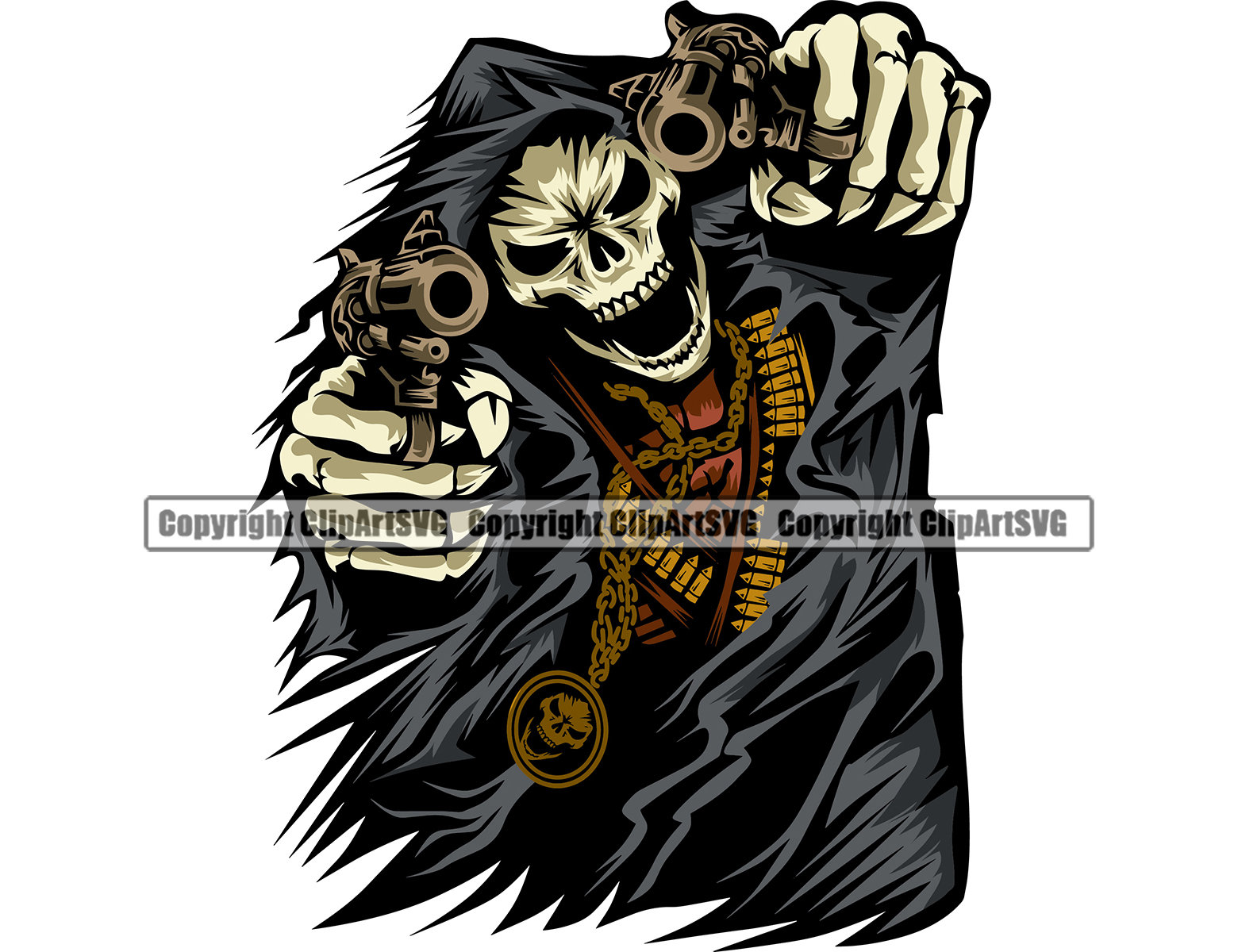 Grim Reaper Skull Skeleton Gun Pistol Bullet Bone Necklace - Etsy